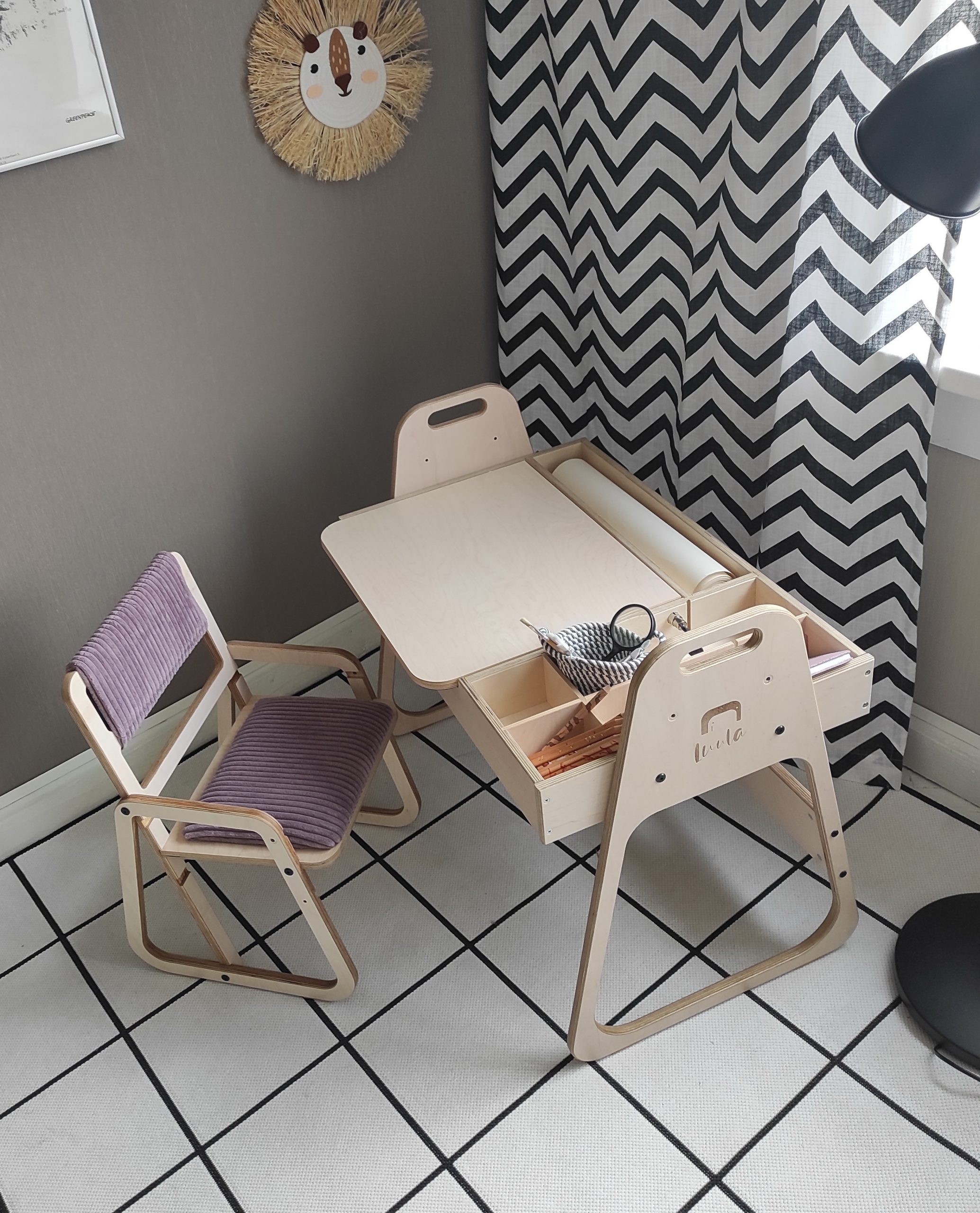 Adjustable Children Montessori Table and Chair Set Julle - Cannon Pink ...