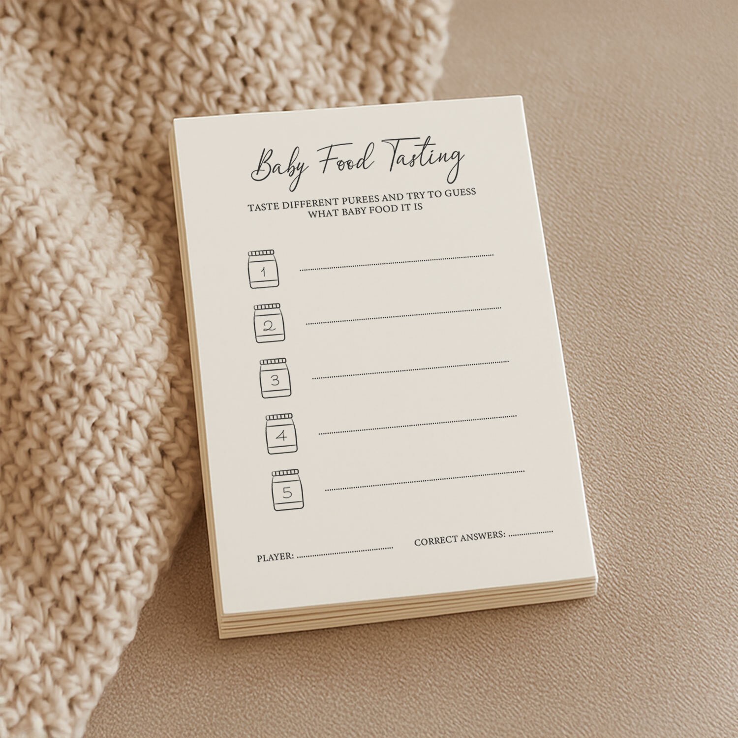 Baby Shower Game Cards - Baby Food Tasting | Hertwill