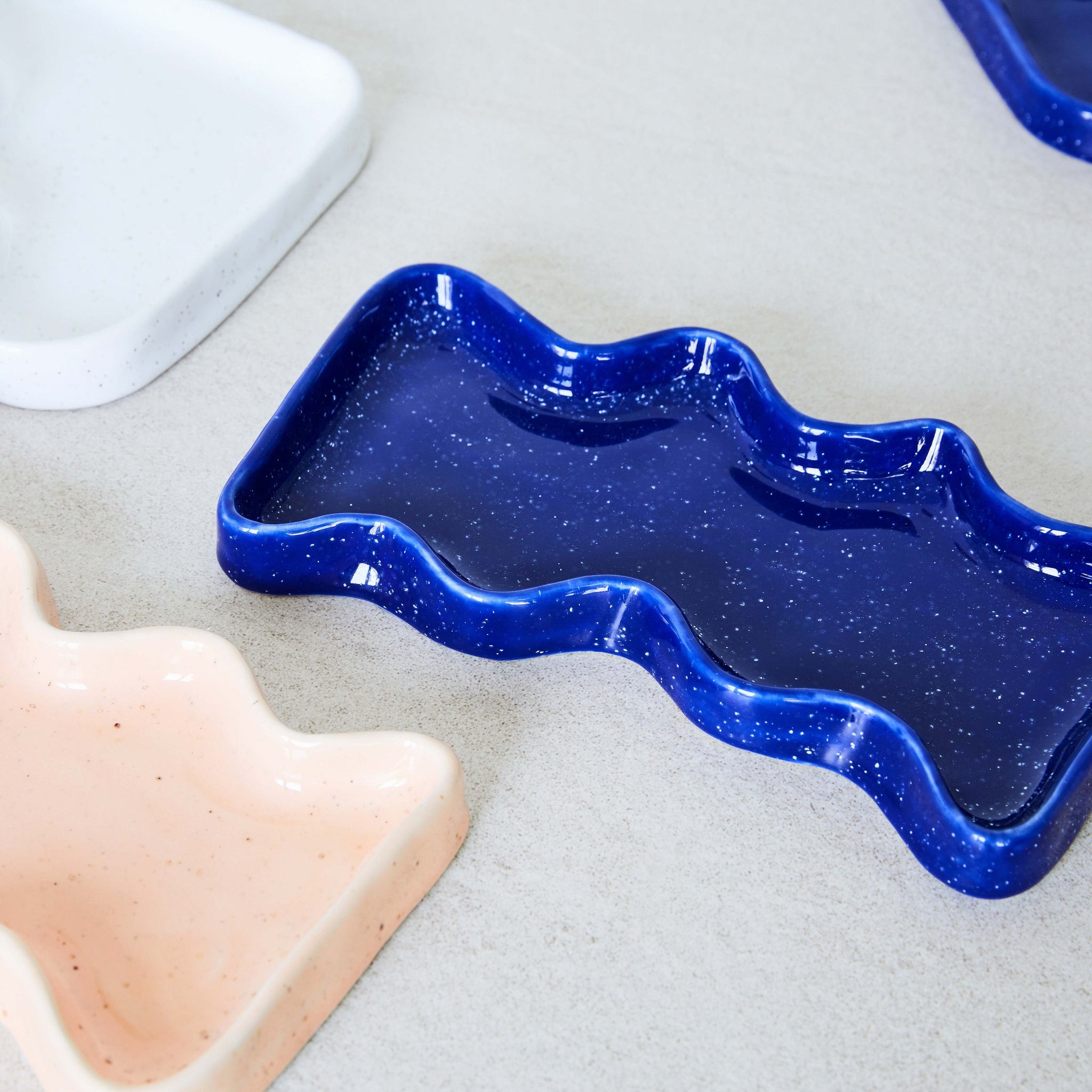 Ceramic Wave Tray – Rectangular Blue | Hertwill