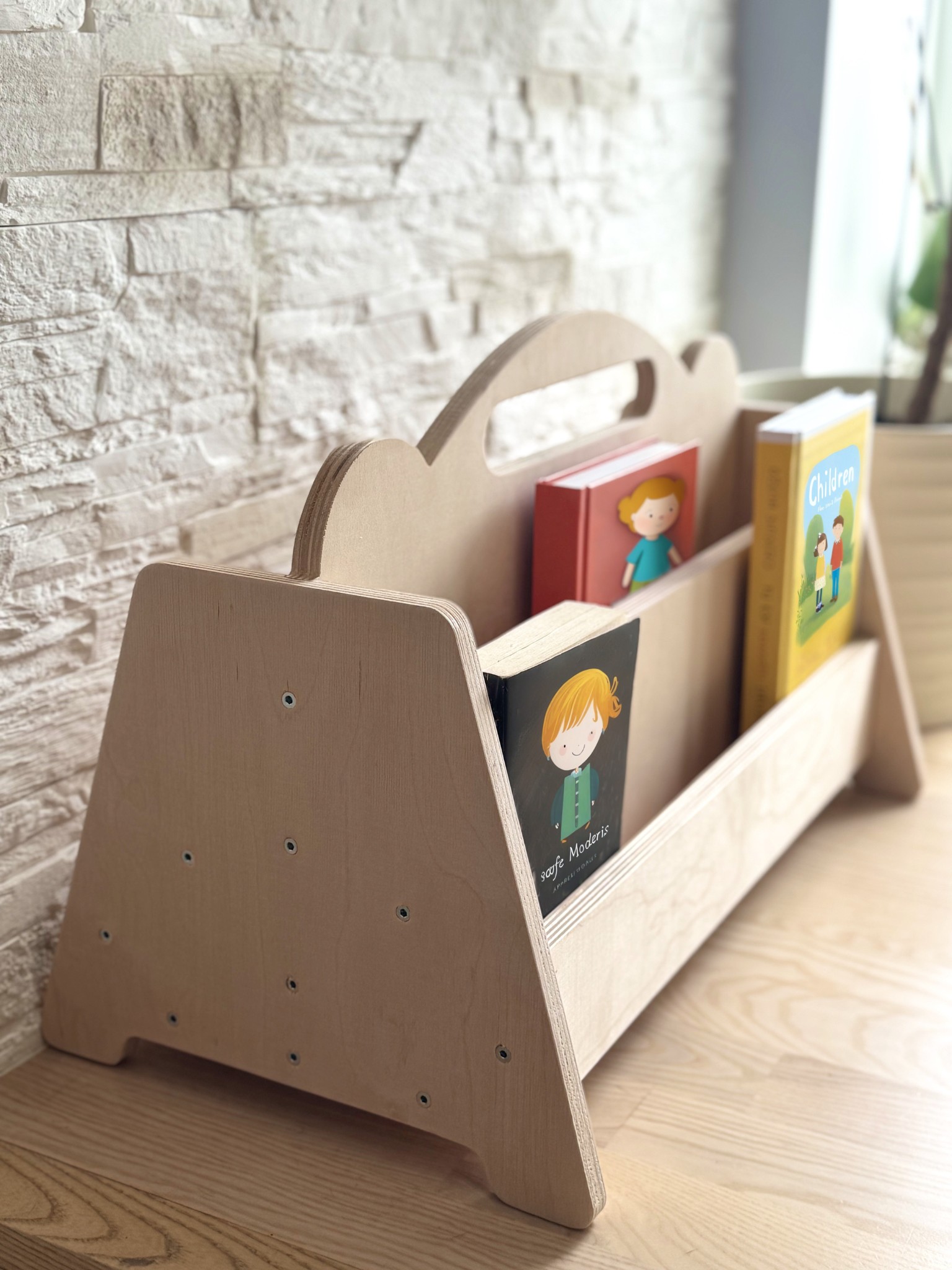 Montessori Double Sided Wooden Book Display For Kids | Hertwill