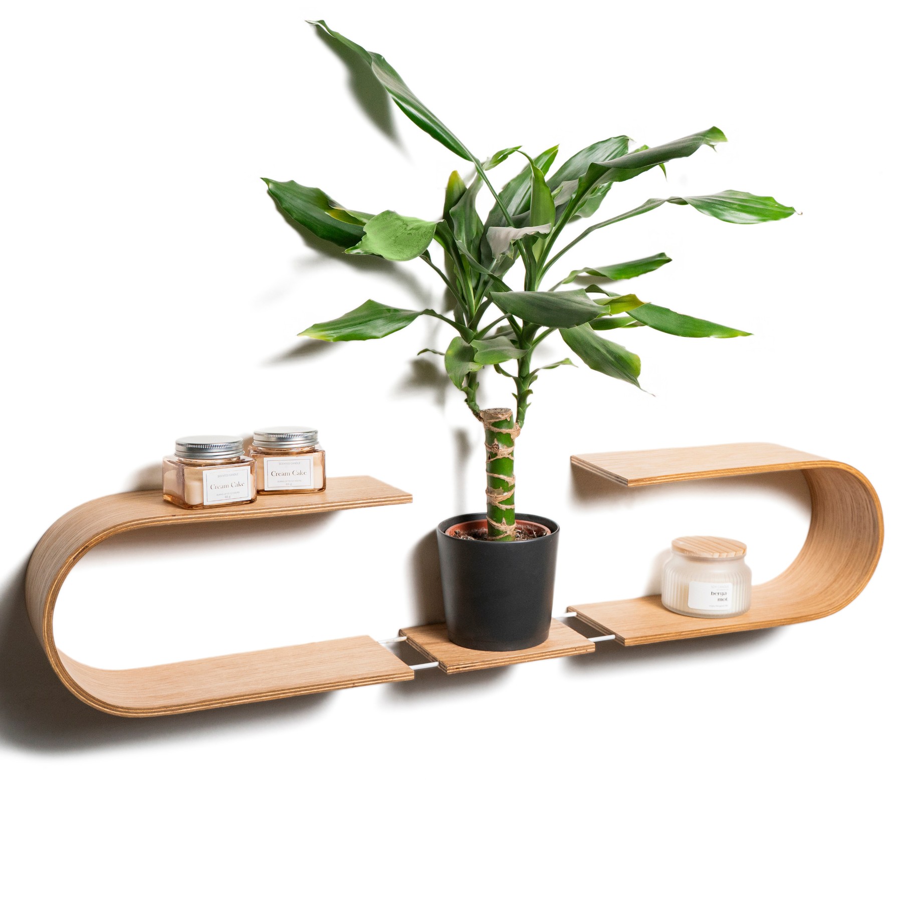 Floating Wooden Wall Shelf - Oval | Hertwill