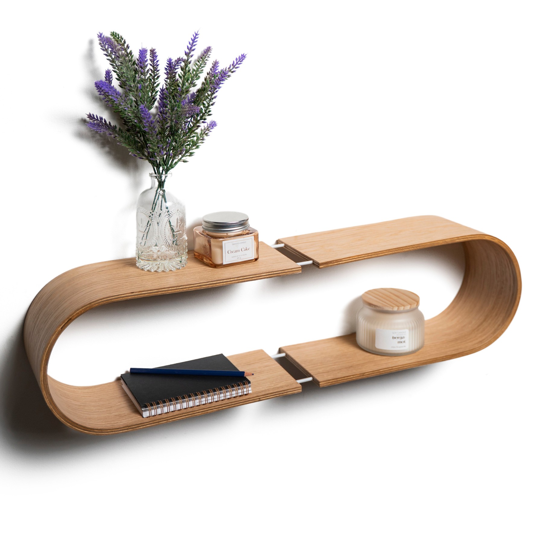 Floating Wooden Wall Shelf - Oval | Hertwill