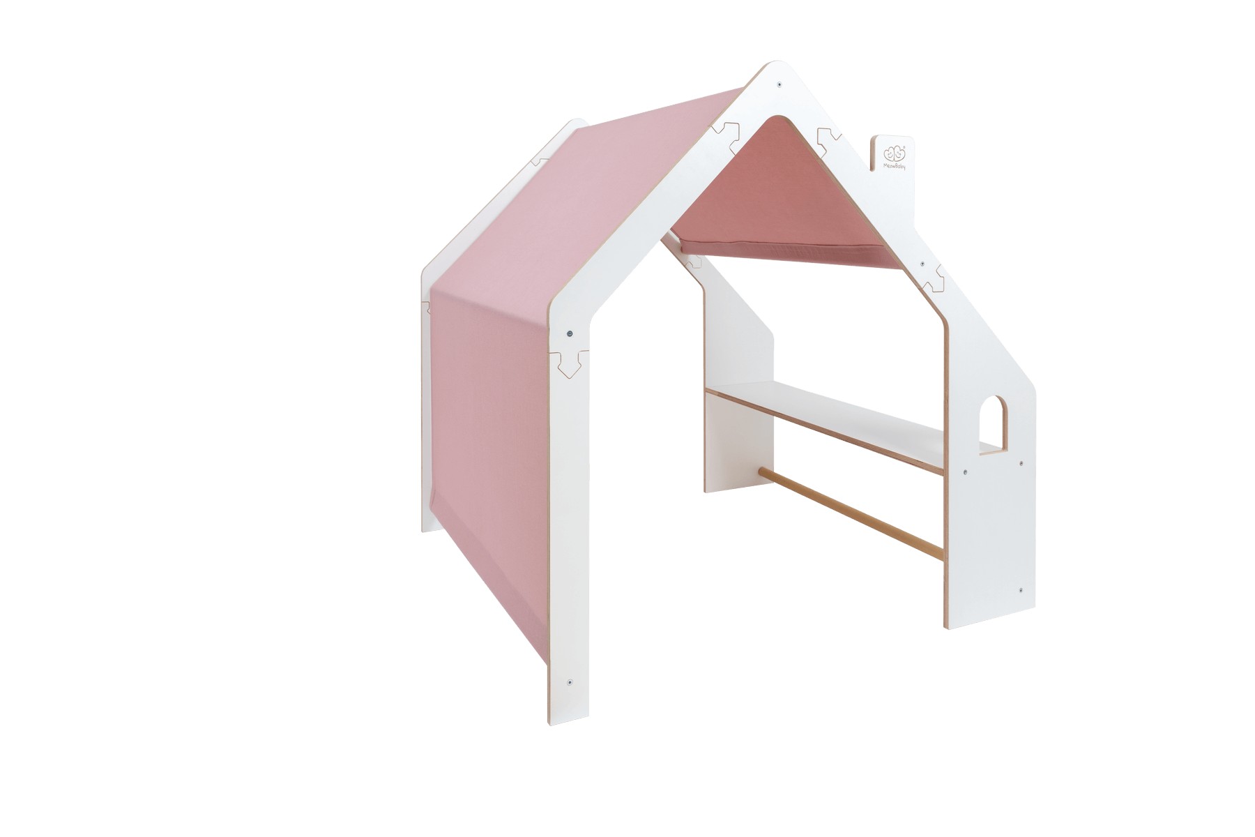 MeowBaby® White Wooden House for Kids - Pink Roof | Hertwill