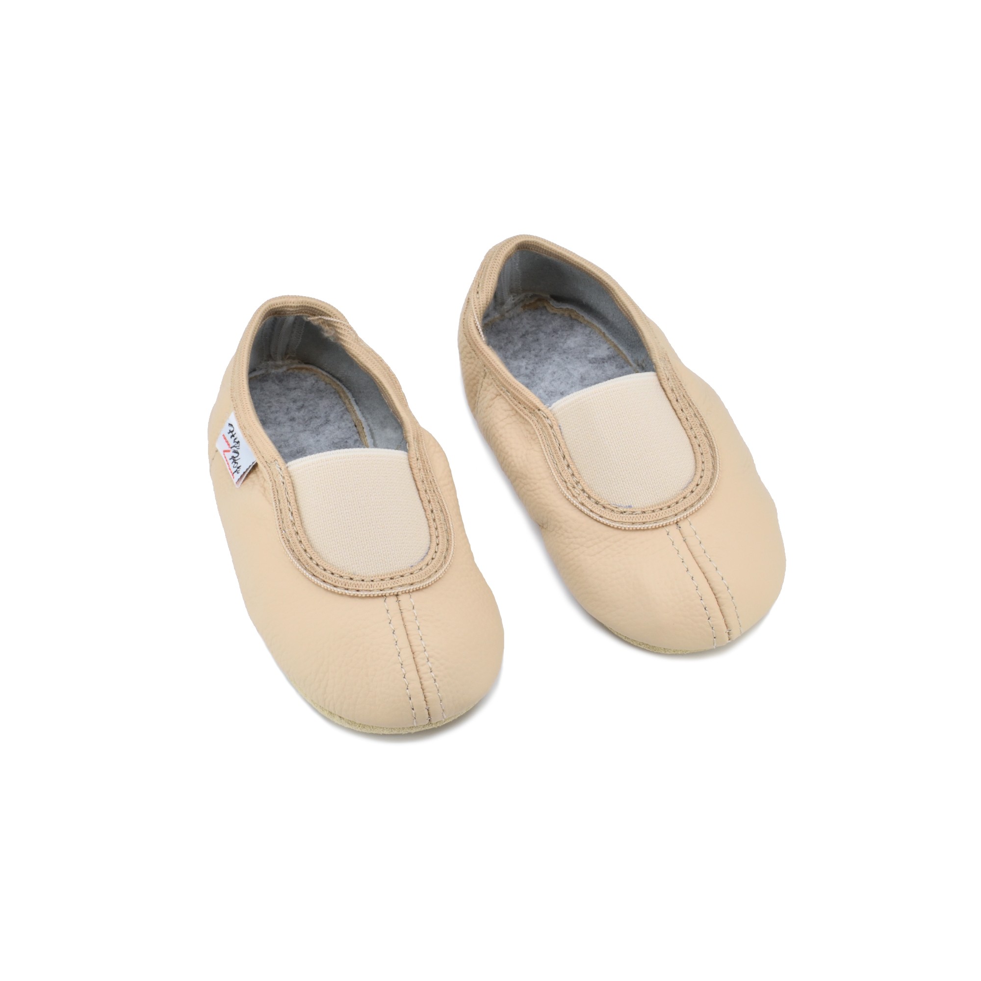 Classic Leather Slippers with Elastic for Kids - Beige | Hertwill