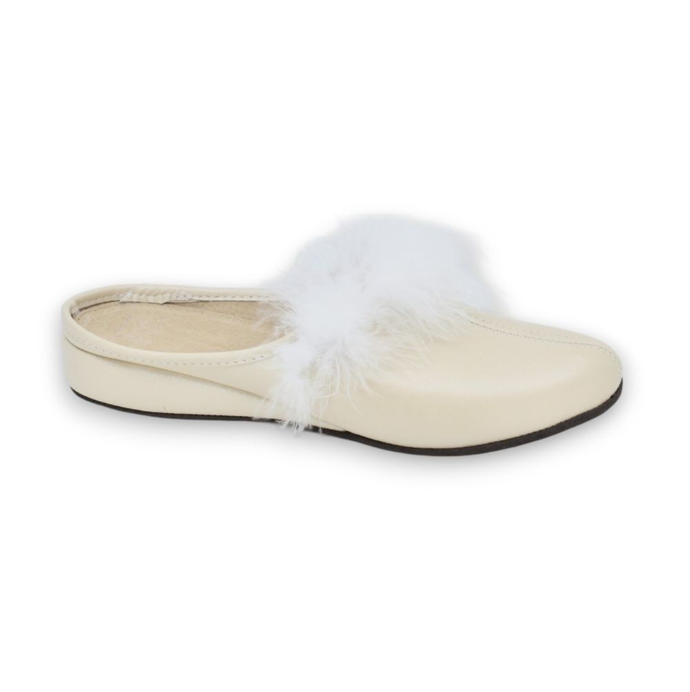 Trinity leather women’s slippers – Champagne | Hertwill