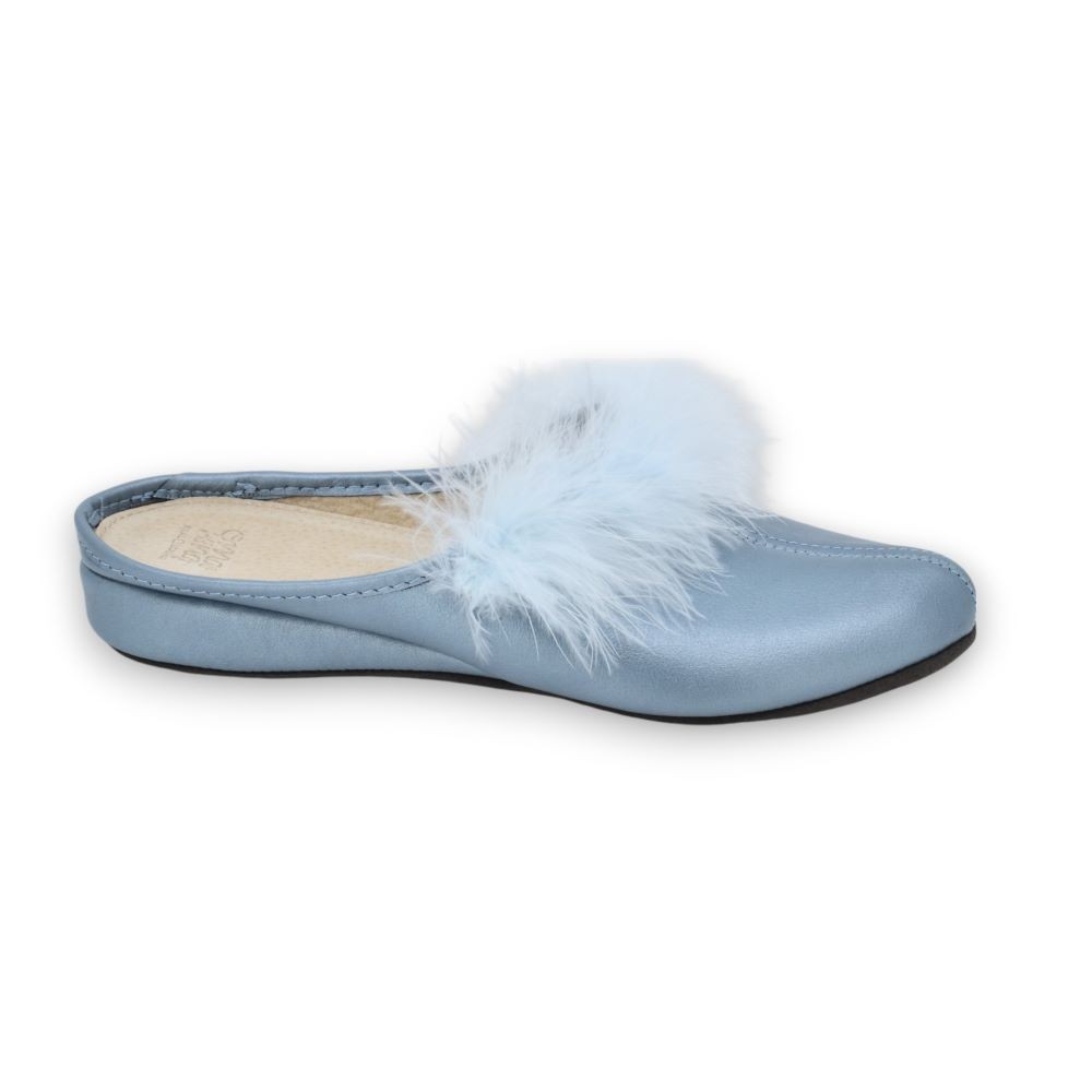 Trinity leather women’s slippers – Light blue | Hertwill