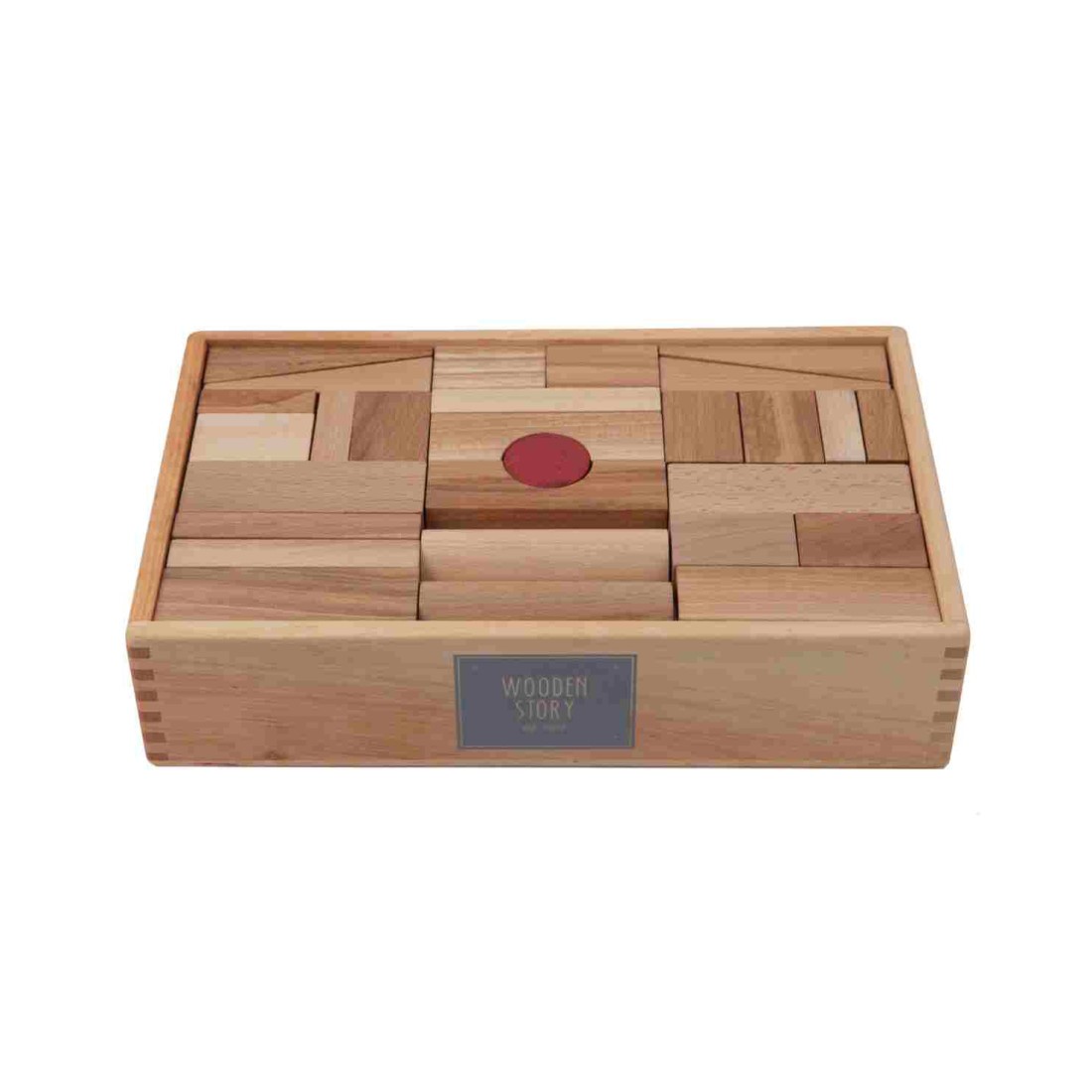 Wooden Blocks in a Box – Natural, 63 pieces | Hertwill