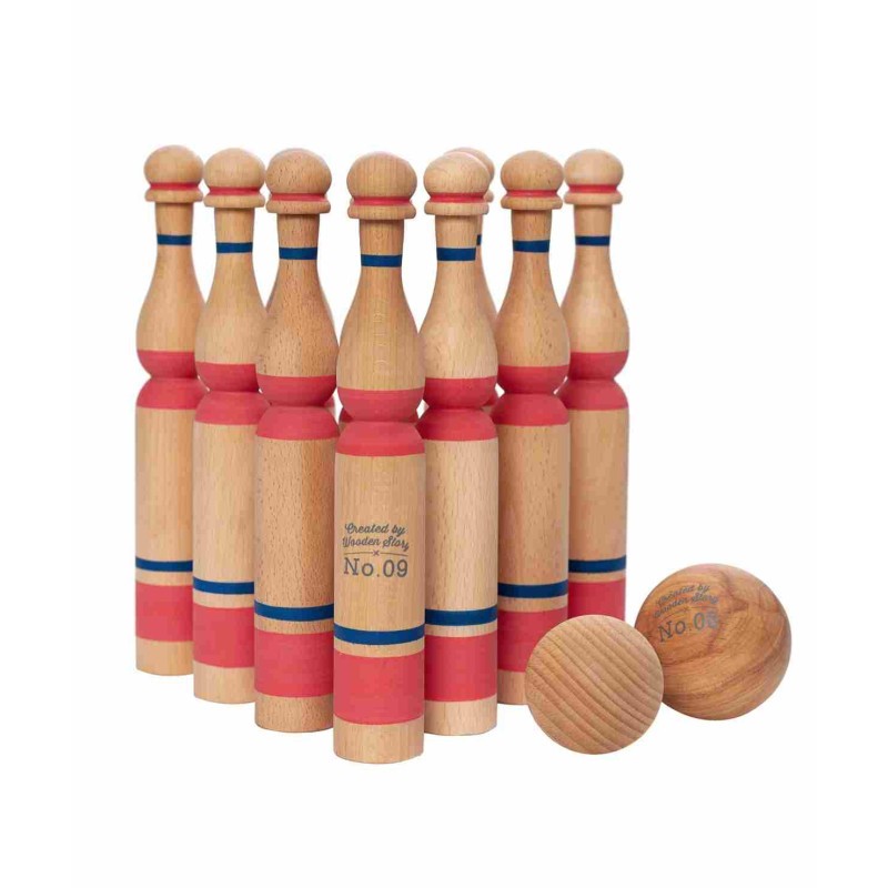 Wooden Bowling Pins - Red | Hertwill