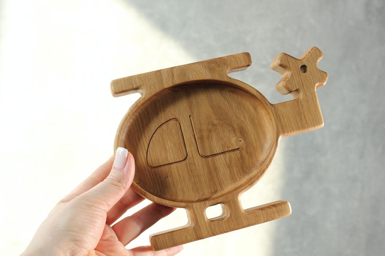 Wooden Plate For Kids - Helicopter | Hertwill