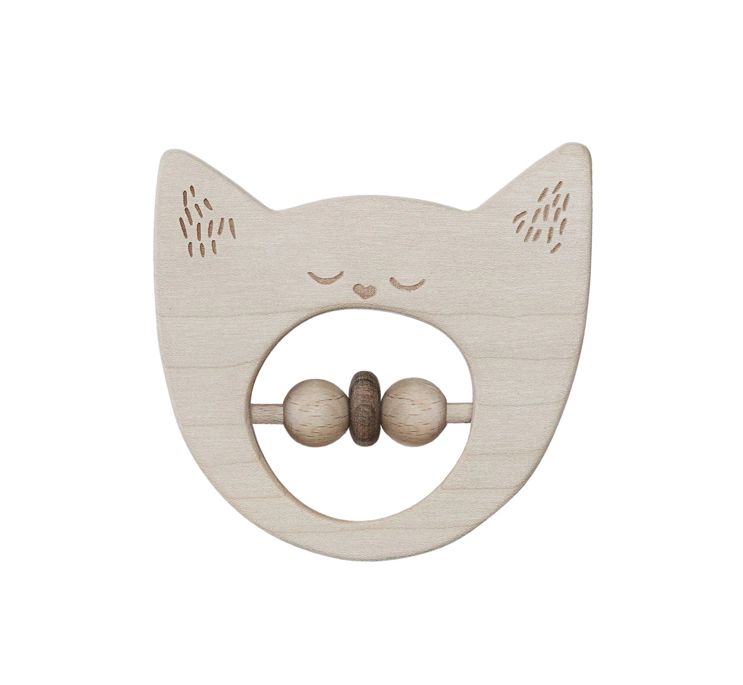 Wooden Rattle - Cat | Hertwill