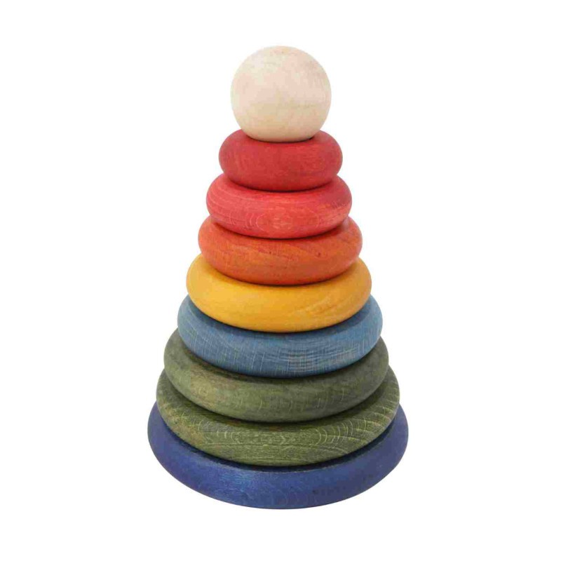 Wooden Round Pyramid - Colorful | Hertwill