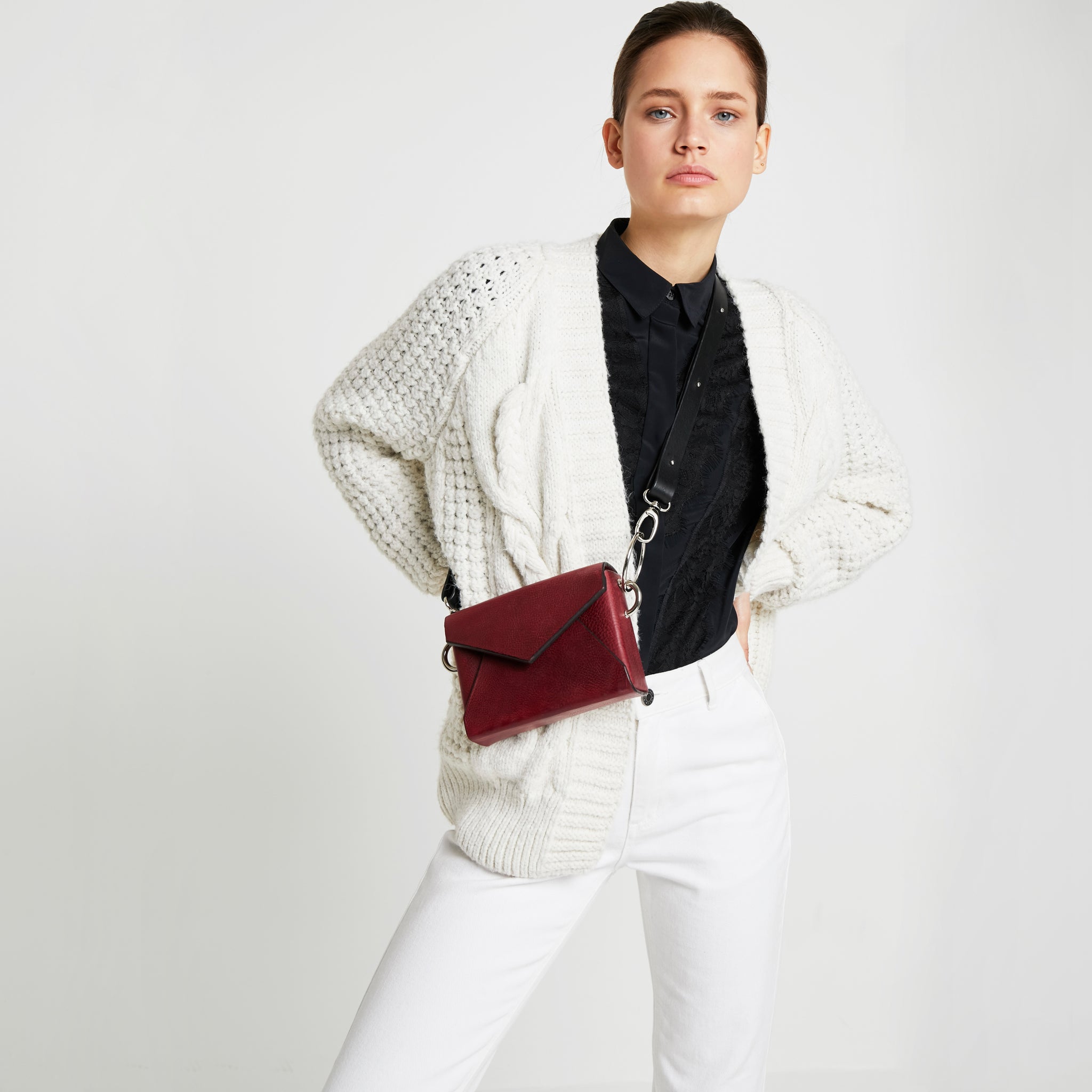 Handmade Leather Envelope Bag - Burgundy | Hertwill