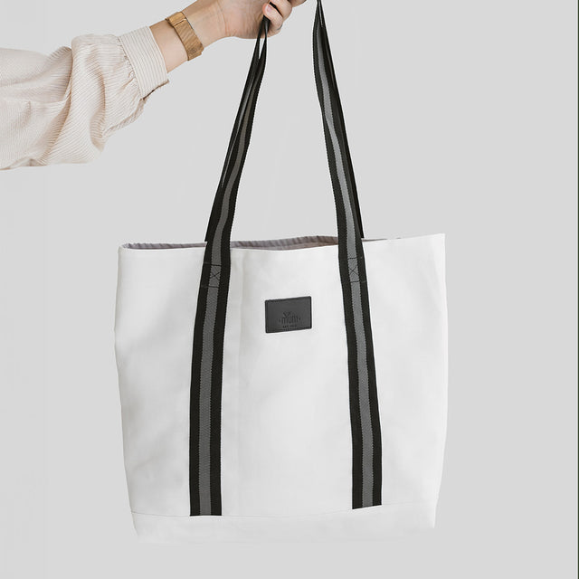 White Denim Tote Bag | Hertwill