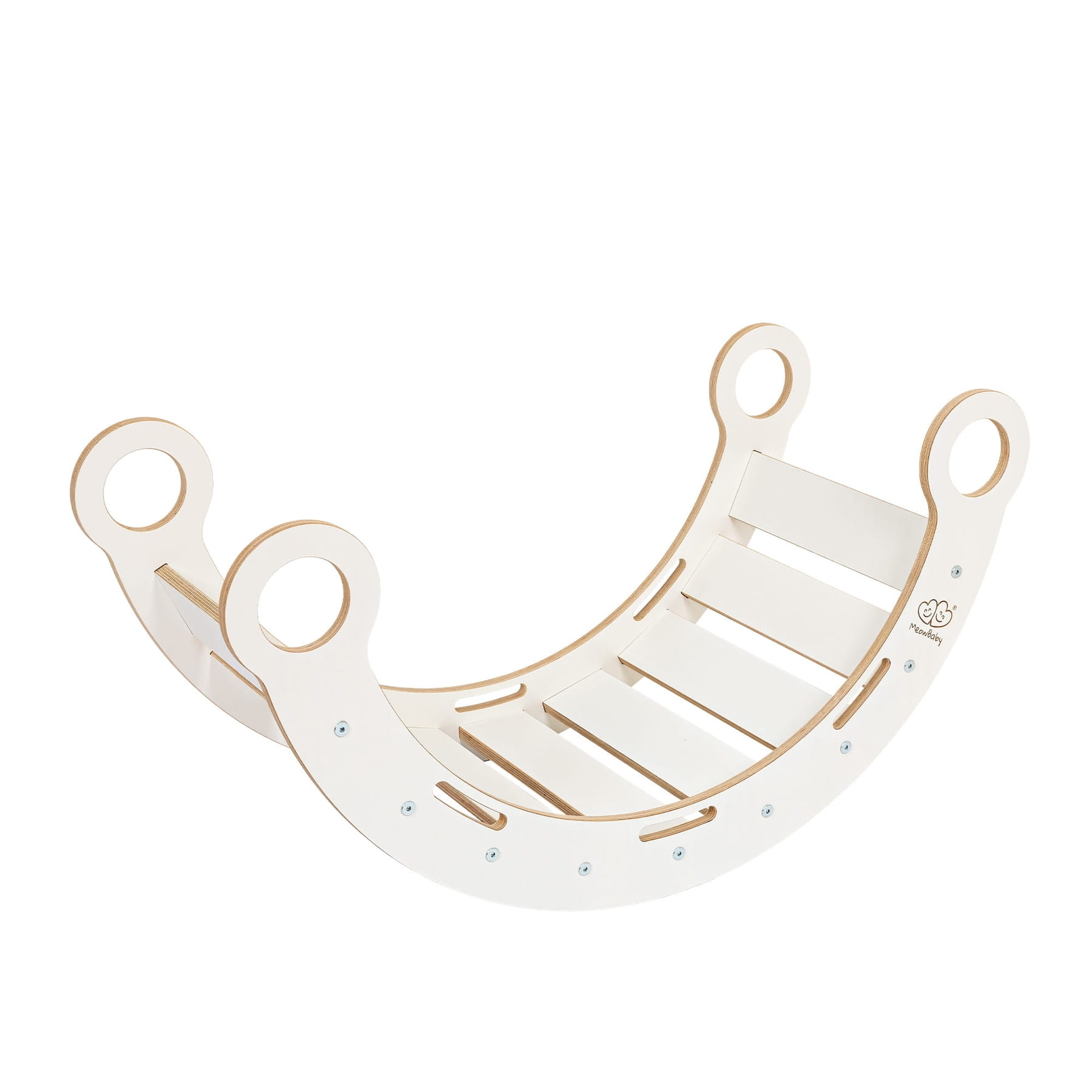 White Wooden Dream Rocker with Pillow and Slide - Small | Hertwill
