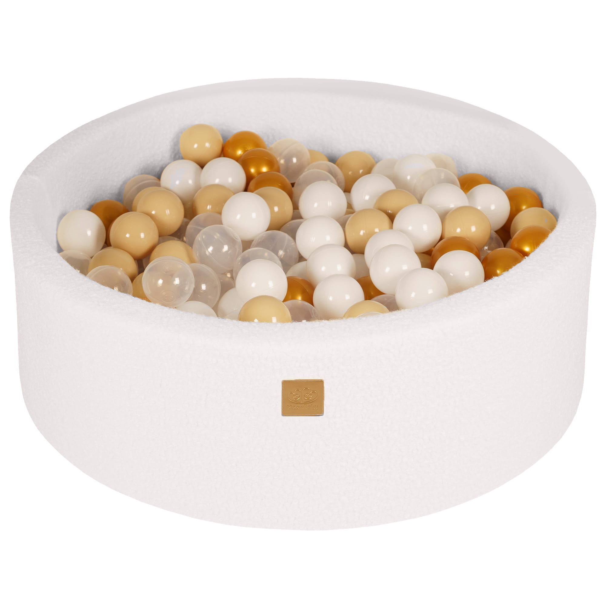 Round Ball Pit with 200 Gold/Beige/White/Transparent balls, 90x30cm ...