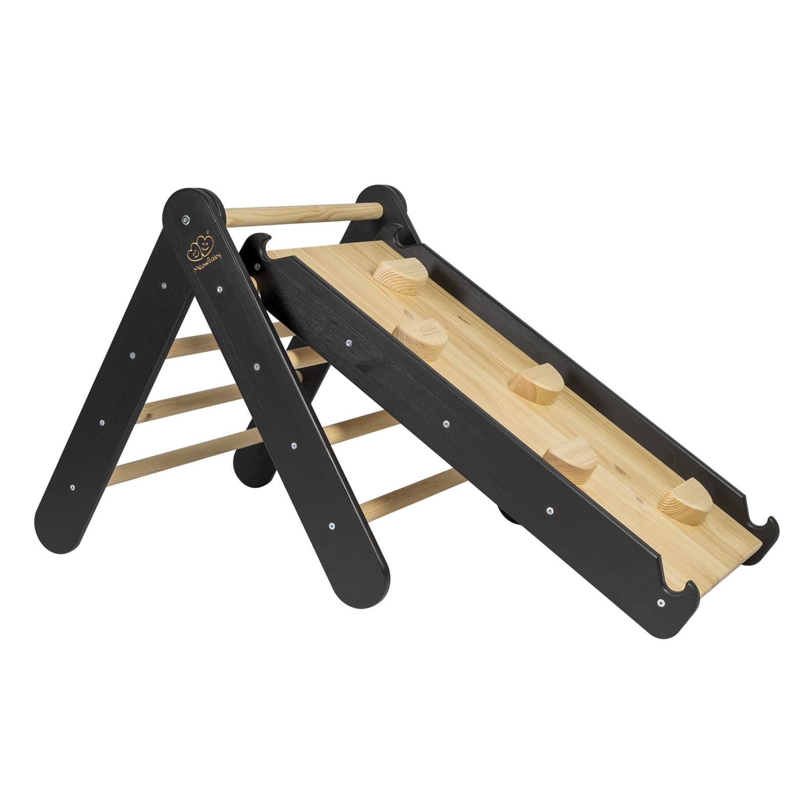 Ladder with a Slide-Climbing Wall - Black | Hertwill