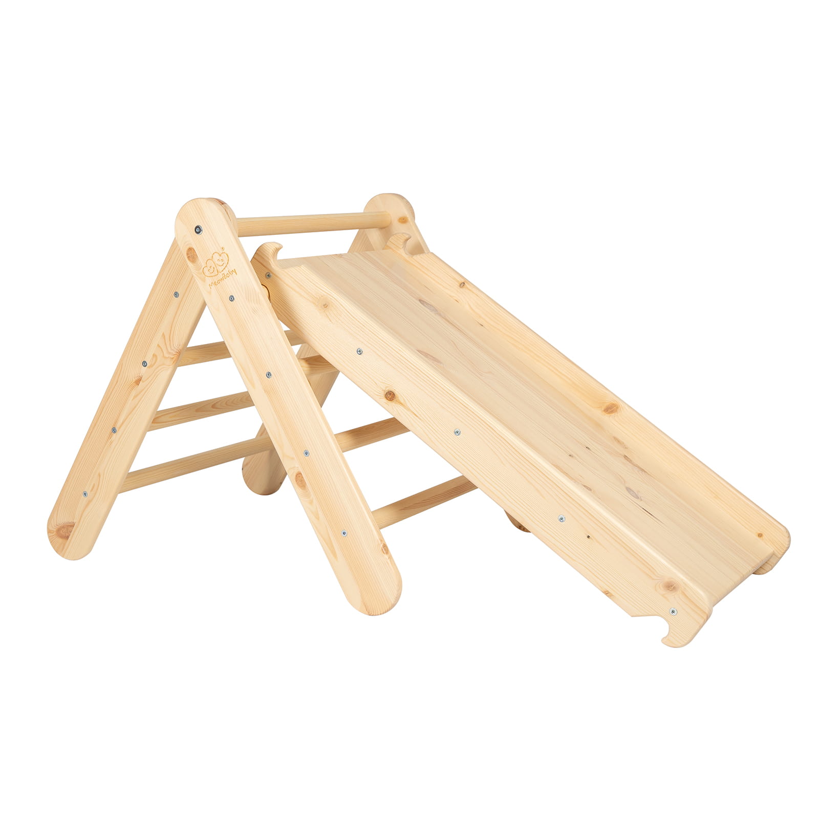 Ladder with a Slide-Climbing Wall - Natural Wood | Hertwill