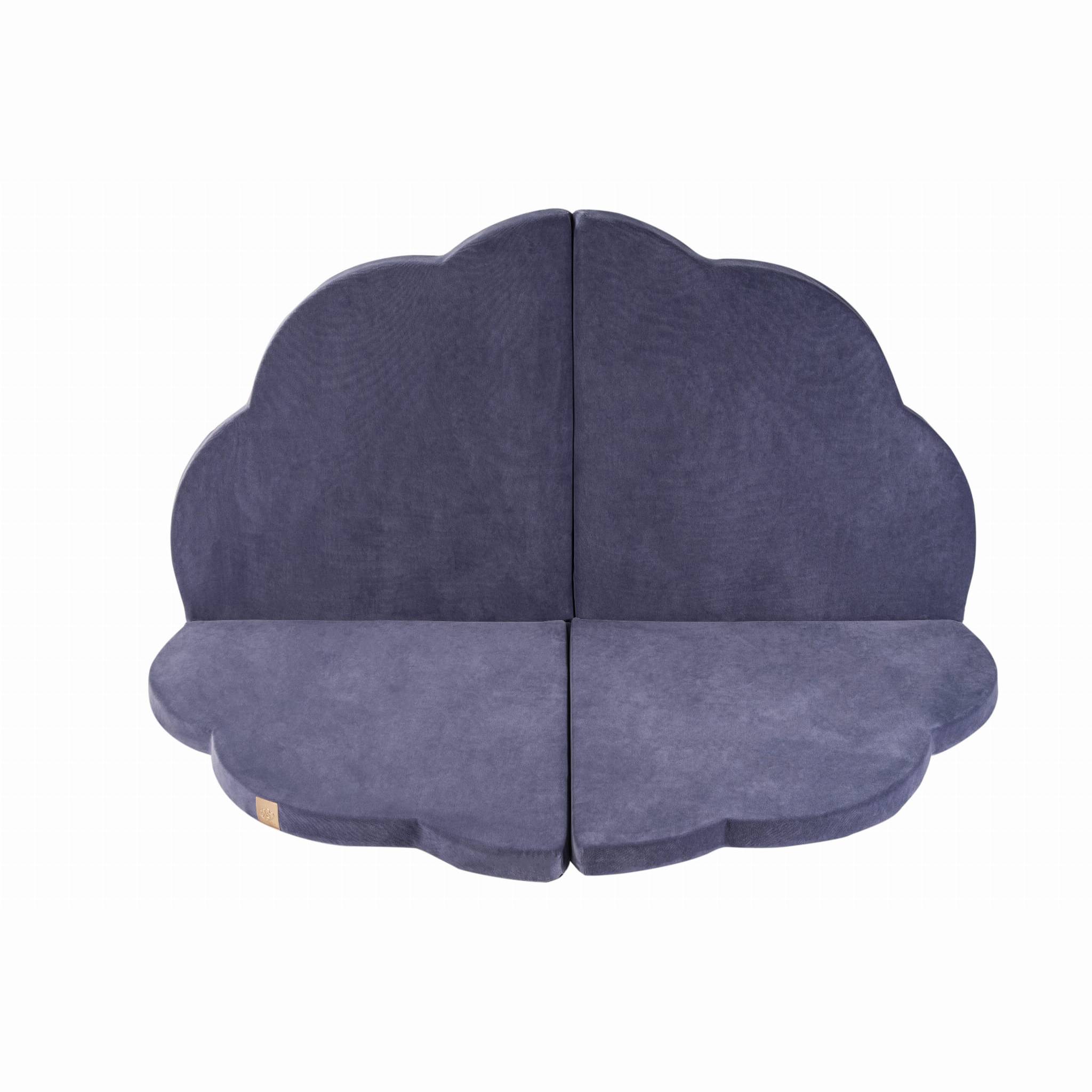 Play Mat for Kids - Cloud Shaped Blue-Grey Velvet | Hertwill