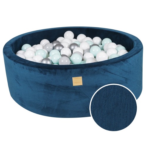 Round Ball Pit With 200 Blue/White/Metallic Balls, 90x30cm - Blue ...