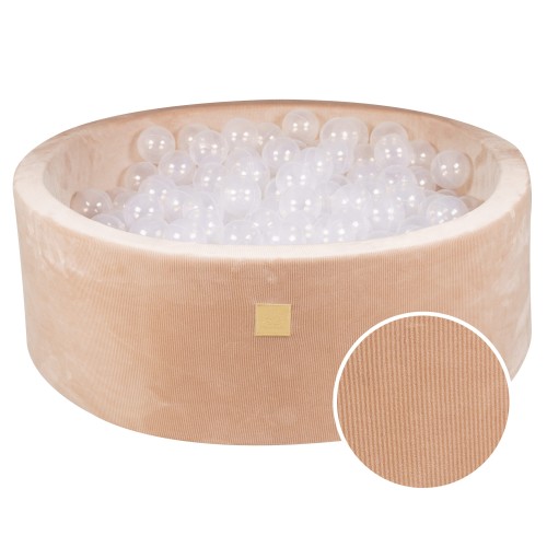 Round Ball Pit With 200 Translucent Balls, 90x30cm - Sand Velvet | Hertwill