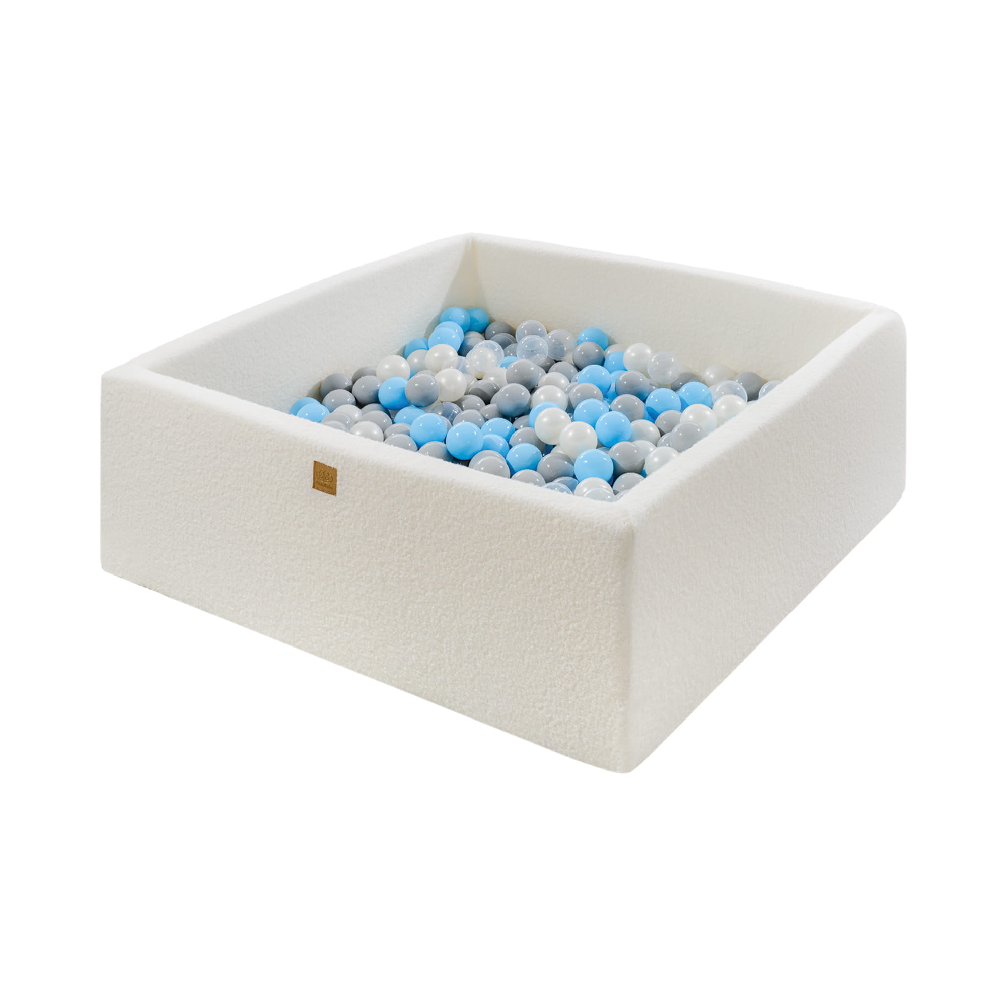 MeowBaby® Boucle White Square Ball Pit 110x110x40cm - 400 Grey/Blue ...
