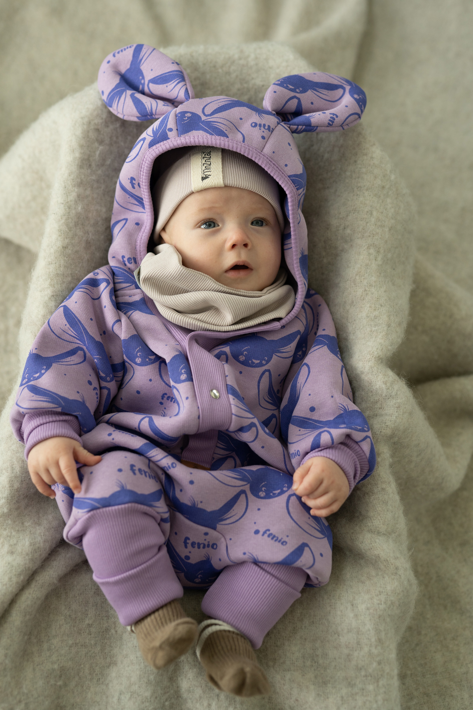 Eared Jumpsuit for Babies and Kids - Lilac Fenio | Hertwill
