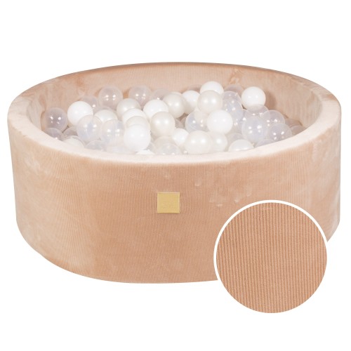 Round Ball Pit With 200 White/Translucent Balls, 90x30cm - Sand Velvet ...