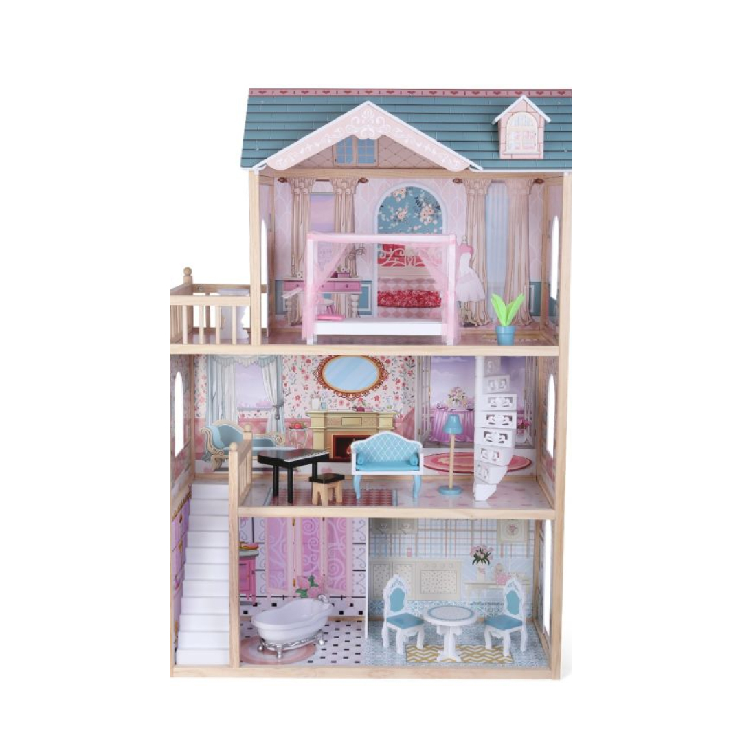 Wooden Dollhouse Emily with LED Lights | Hertwill