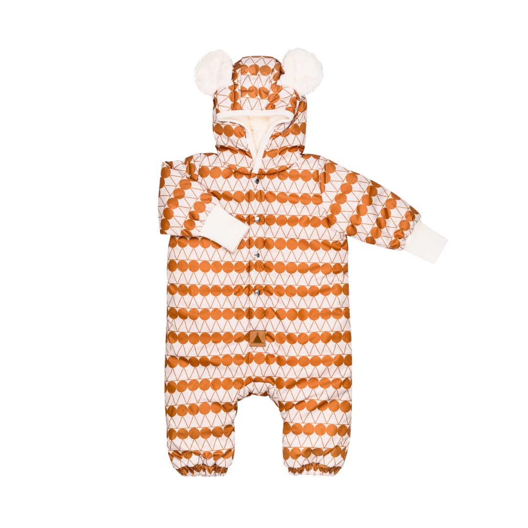 Winter Jumpsuit with Teddy Lining for Babies and Kids - Orange Dots ...