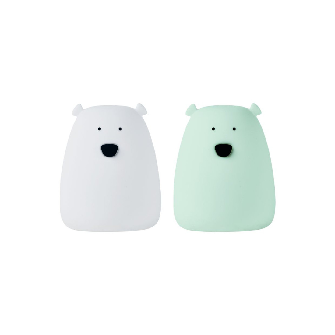 Set of 2 Mini Bear Lights - White and Arctic Green | Hertwill